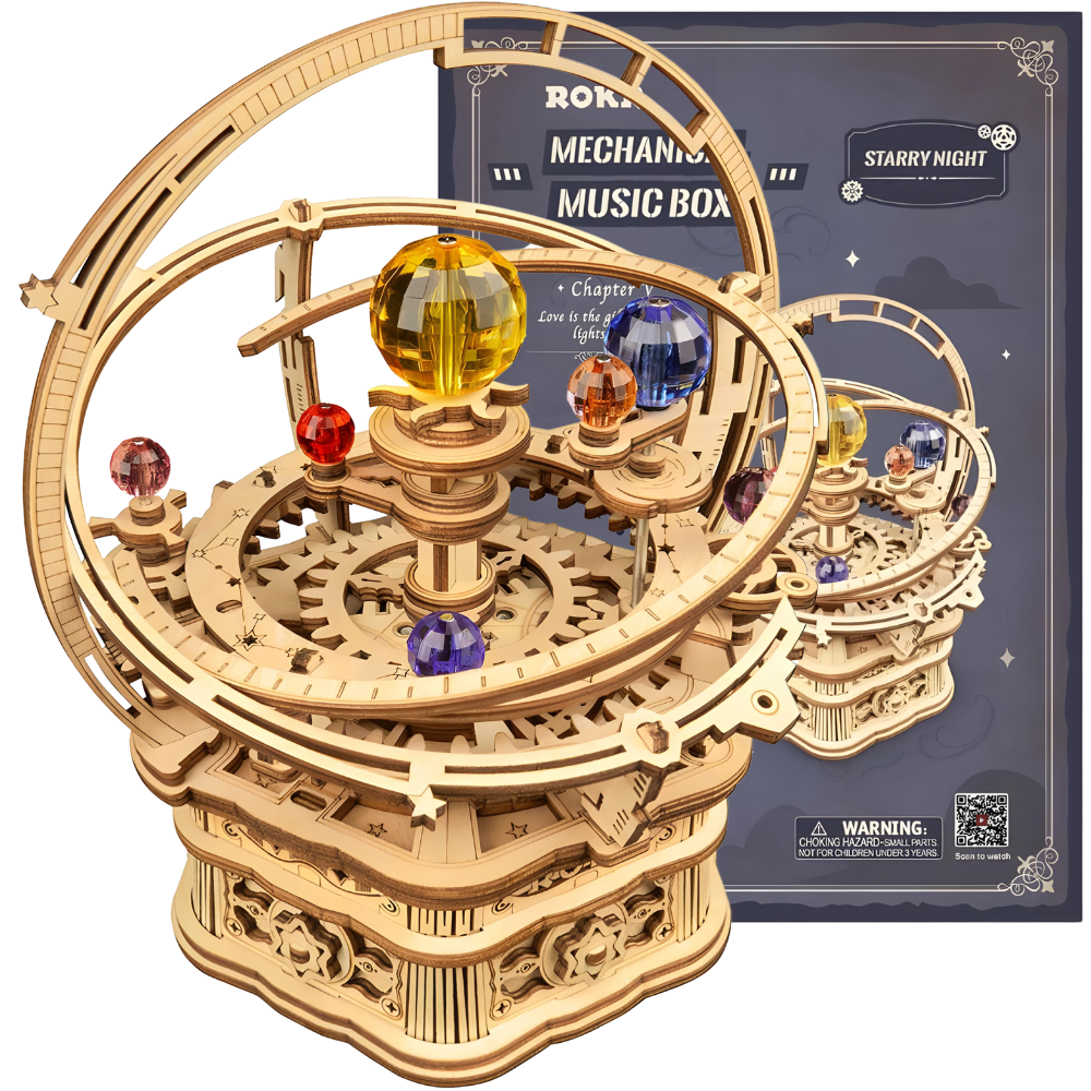 ROBOTIME Wooden 3D Puzzle - Starry Night Music Box | Pozytywki