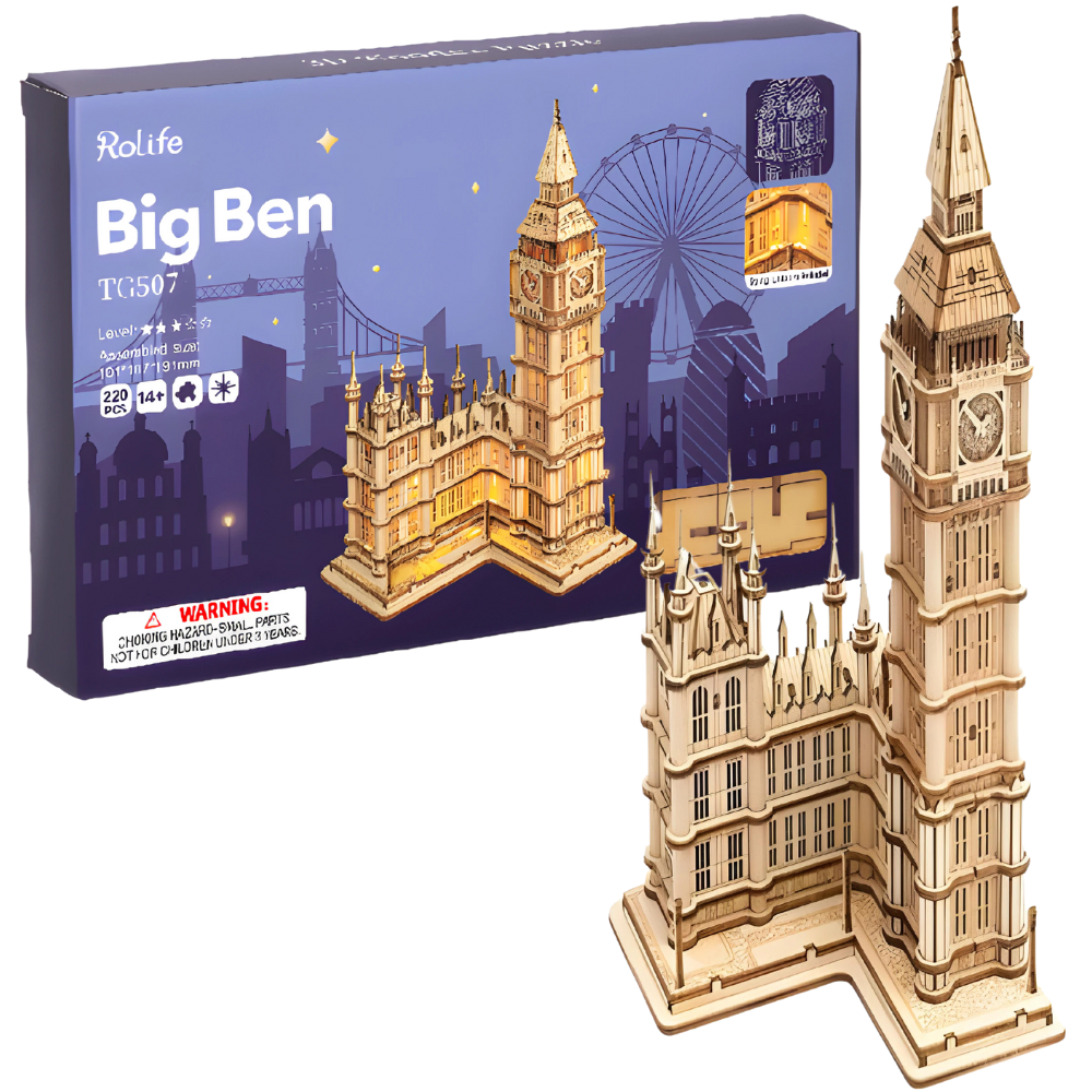 ROBOTIME 3D Wooden Puzzle - LED Big Ben | Puzzle 3D